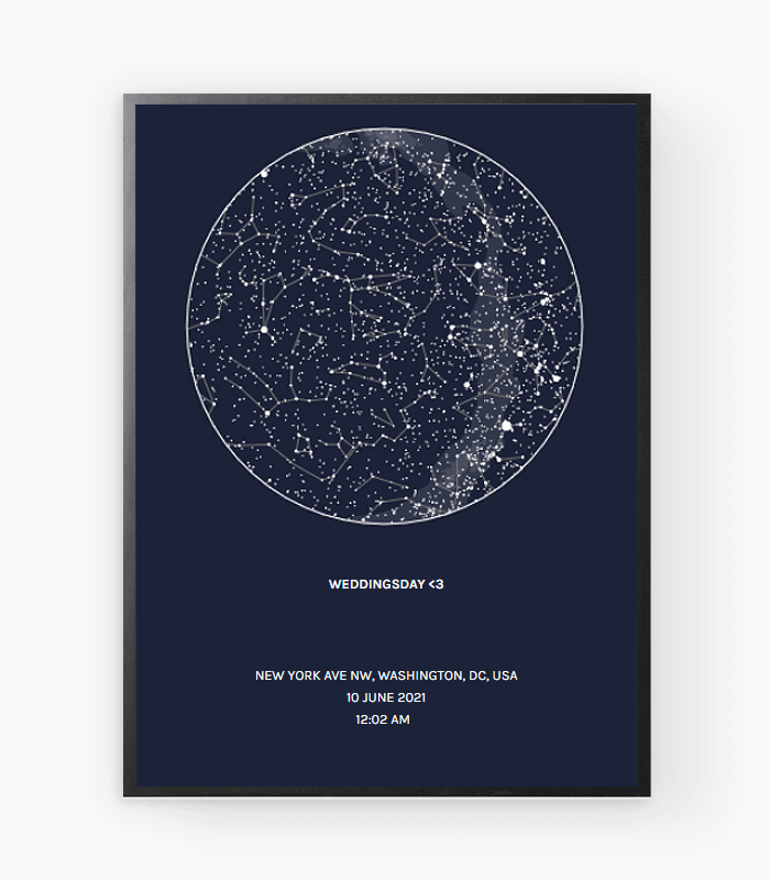 Star Map Night Blue - Starry Sky Poster